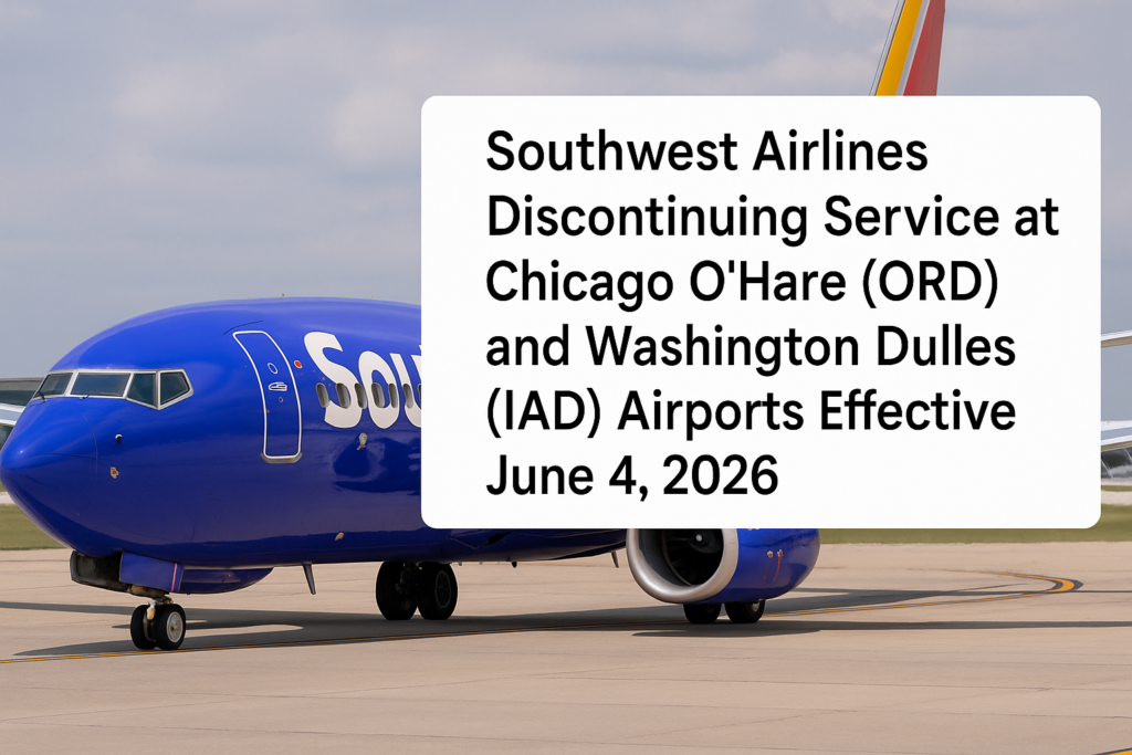 Southwest Airlines Discontinuing Service at Chicago O'Hare (ORD) and ...